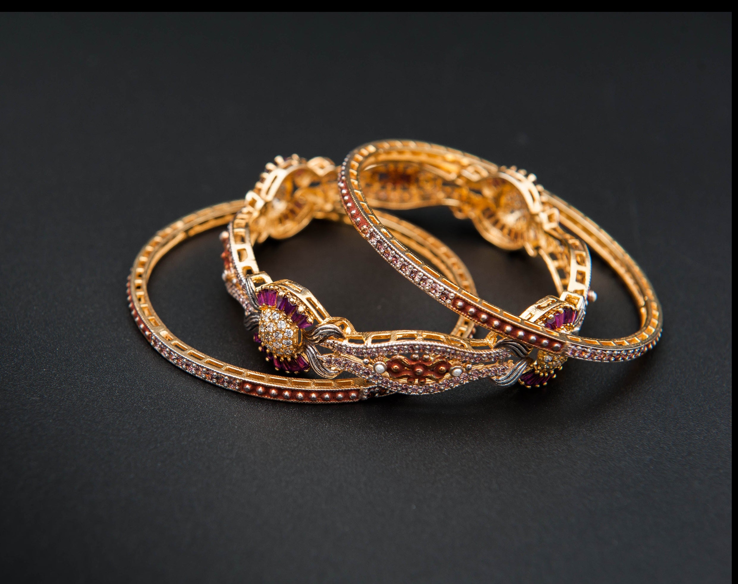 Imperial Bloom Bangles — 925 Sterling Silver, 24K Gold Plated – Madiha ...